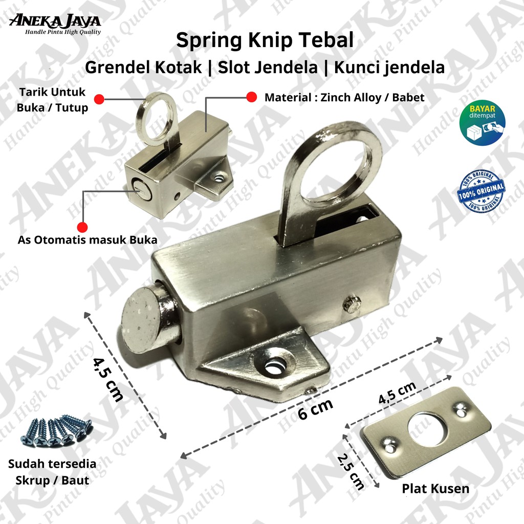 Jual Spring Knip Tebal ORIGINAL /Grendel Kodok Kotak / Slot Jendela ...