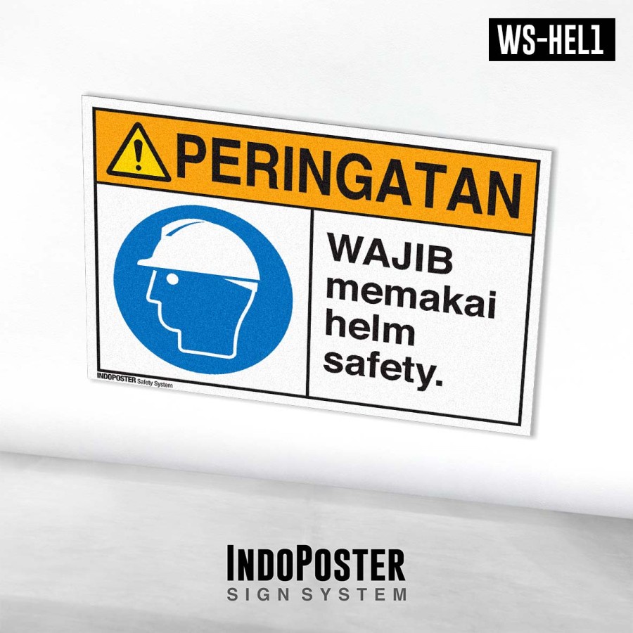 Jual Stiker Safety Sign Rambu K3 ANSI Peringatan Wajib Memakai Helm ...