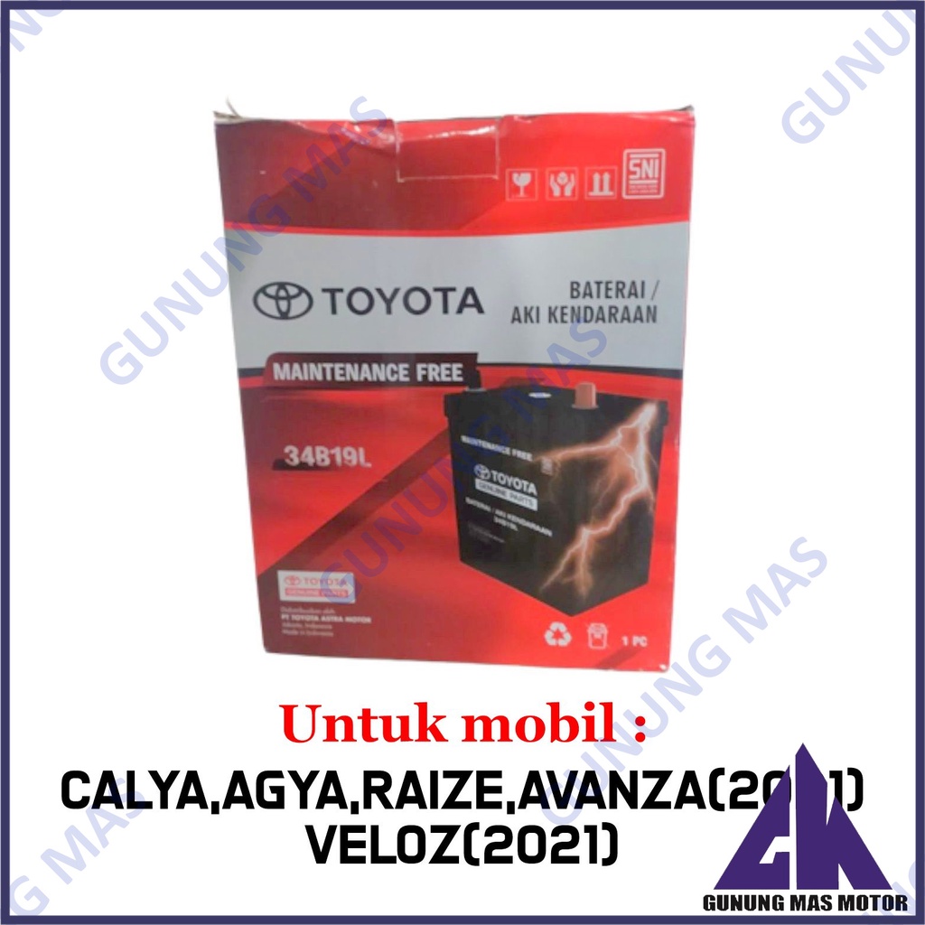 Jual Aki Accu Baterai kendaraan Toyota Mobil Calya Agya Ralze Avanza 34B19L | Shopee Indonesia