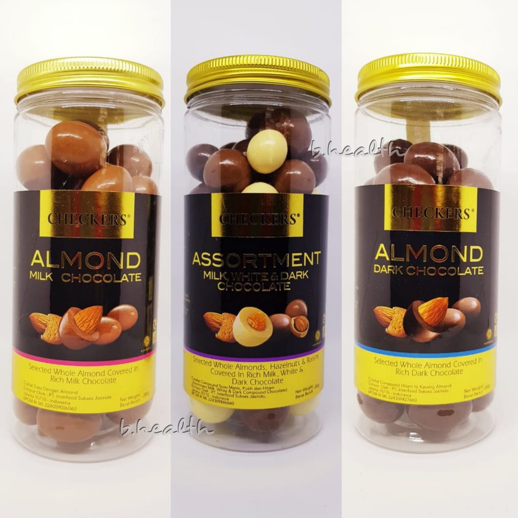 Jual Checkers Chocolate Jar Almond Milk Chocolate Dark Chocolate ...