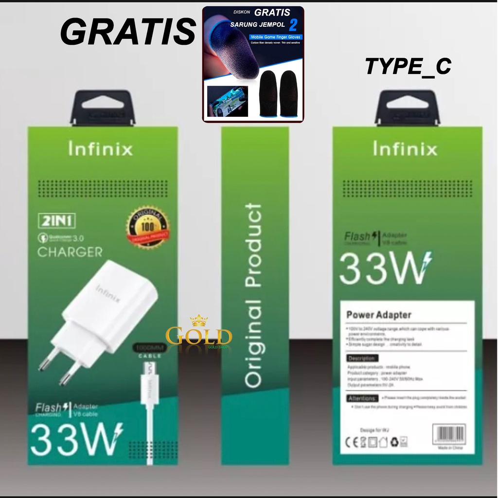 Jual Charger Infinix 33w Type C Fast Charging Charger infinix NOTE 10 ...