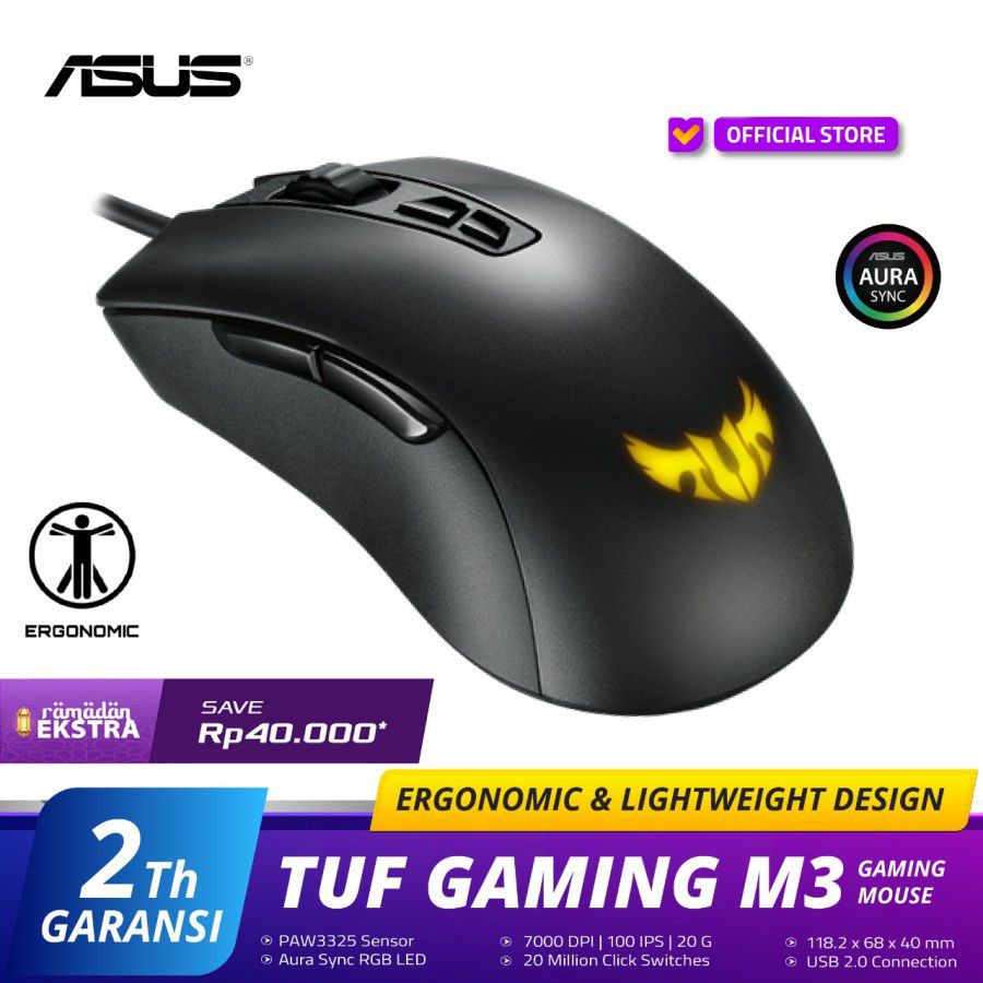 Jual MOUSE GAMING ASUS TUF GAMING M3 ERGONOMIC RGB WIRED USB | Shopee ...