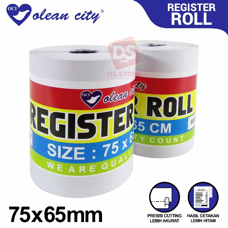 Jual KERTAS KASIR REGISTER ROLL 75x65 2 PLY OLEANCITY | Shopee Indonesia