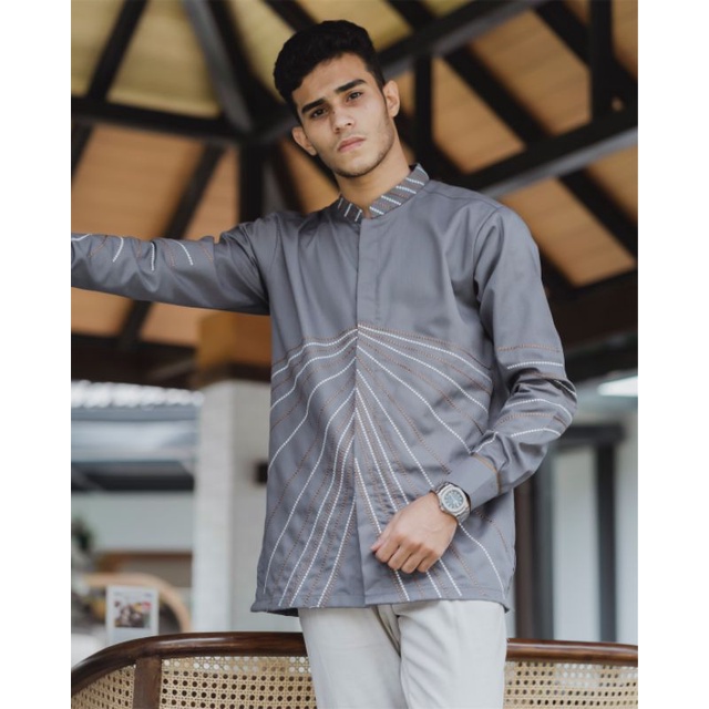 Jual Kemeja Bordir Pria NUC.ID Barata 02 (Abu) | Shopee Indonesia