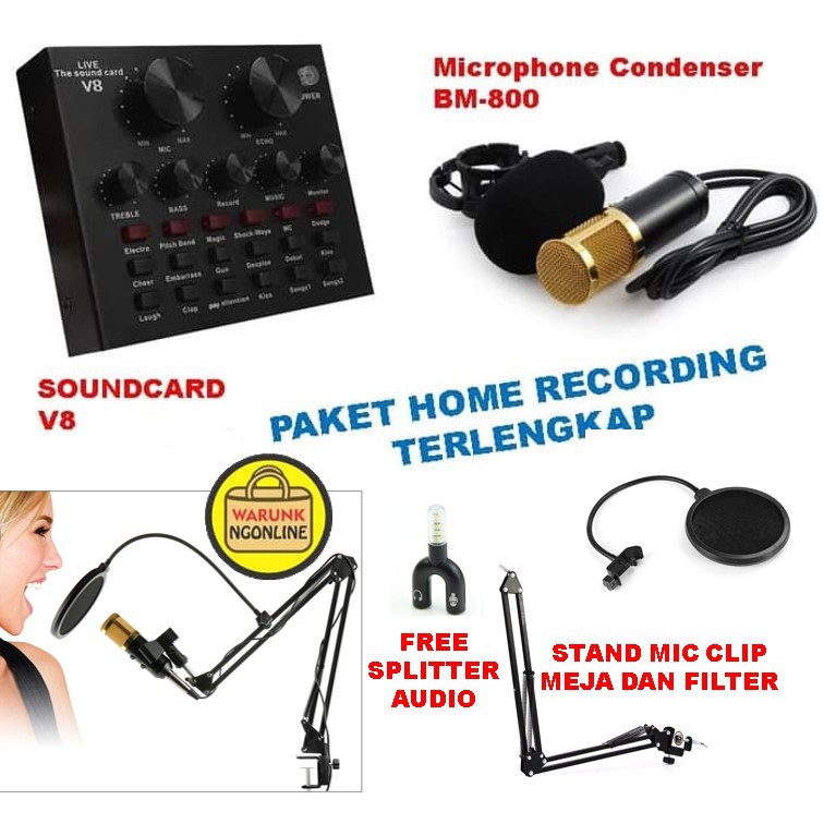Jual Paket Alat rekaman Profesional home recording - Mic BM-800 ...