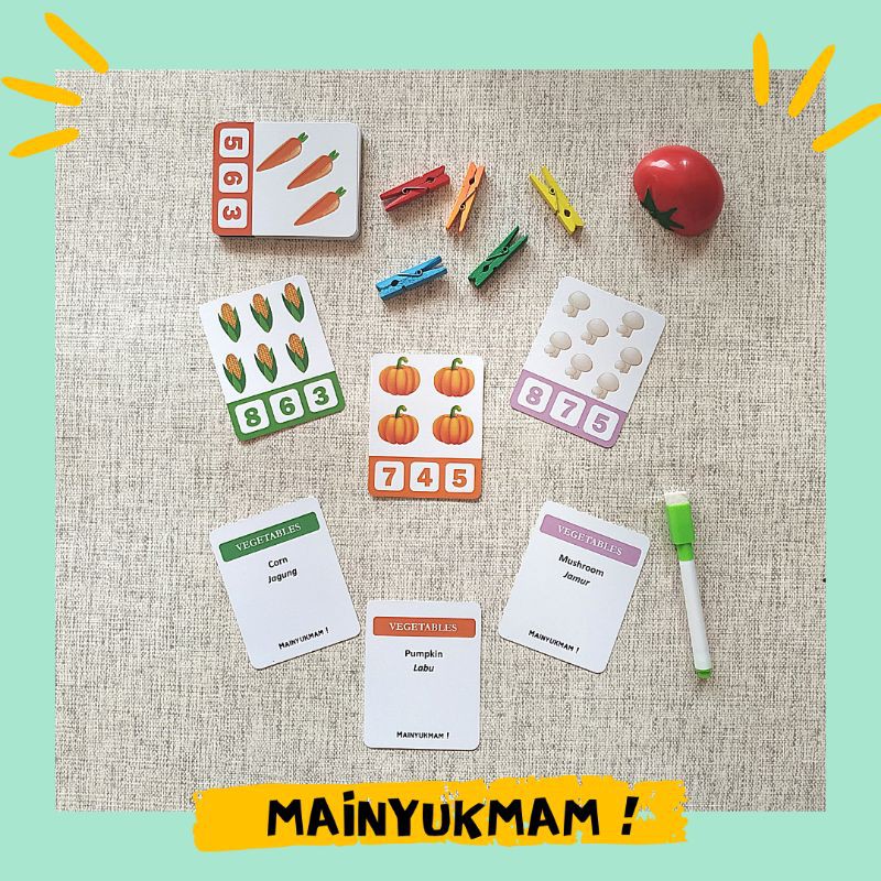 Jual Mainyukmam Mainan Edukasi Anak Flash Card Berhitung / Angka Sayur ...