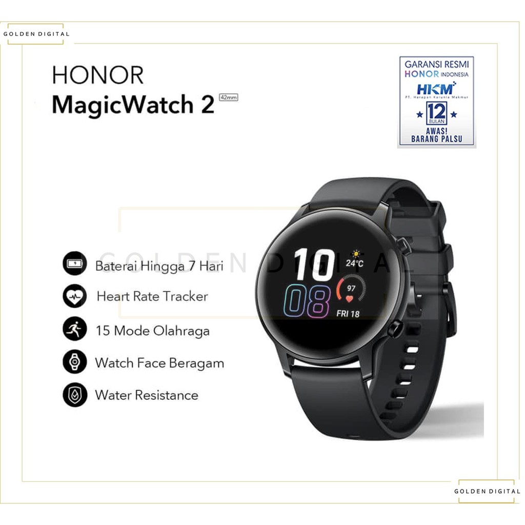 Jual Huawei Honor Magic Watch 2 42mm Smartwatch Always On AMOLED Black ...