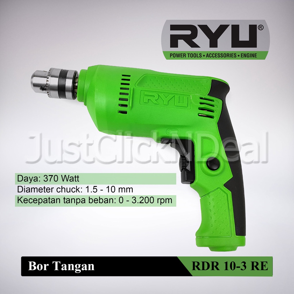 Jual Ryu Mesin Bor Tangan Listrik Drill RDR 10-3 RE 370 Watt | Shopee ...
