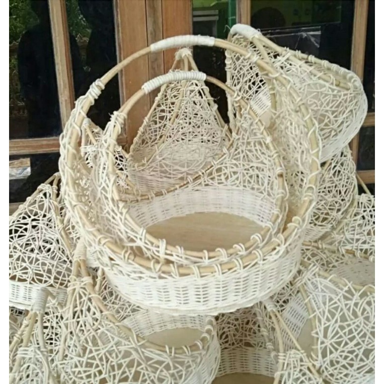 Jual Souvenir Keranjang Parcel Rotan 1 Set Isi 2 Model Cincin/Keranjang ...