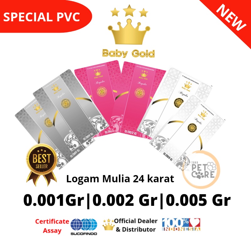 Jual BABY GOLD NEW PVC EMAS MINI LOGAM MULIA 0.001Gr / 0.002Gr / 0 ...