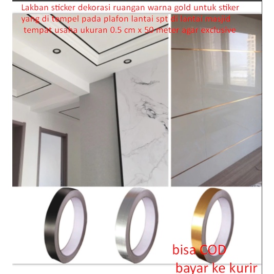 Jual Lakban sticker dekorasi ruangan warna gold untuk stiker yang di ...