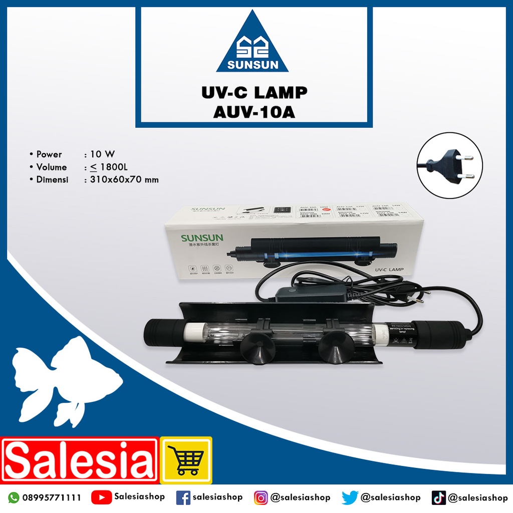 Jual LAMPU UV SUNSUN UV C AUV 10A UV LAMP 10 WATT AQUARIUM AQUASCAPE ...