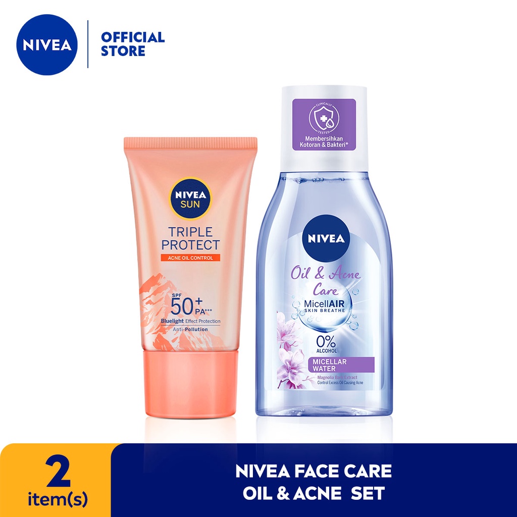 Jual NIVEA SUN Triple Protect Acne Oil Control SPF50+ PA+++ + Micellar ...