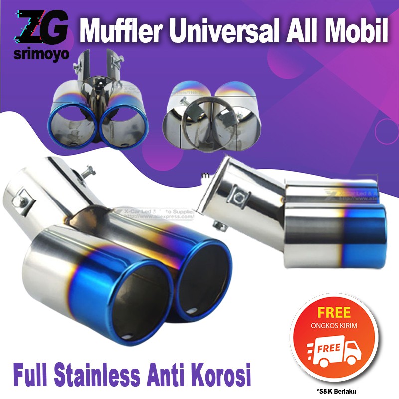 Jual Muffler Sporty Double Ujung Knalpot Mobil Motif Pelangi Anti Karat ...