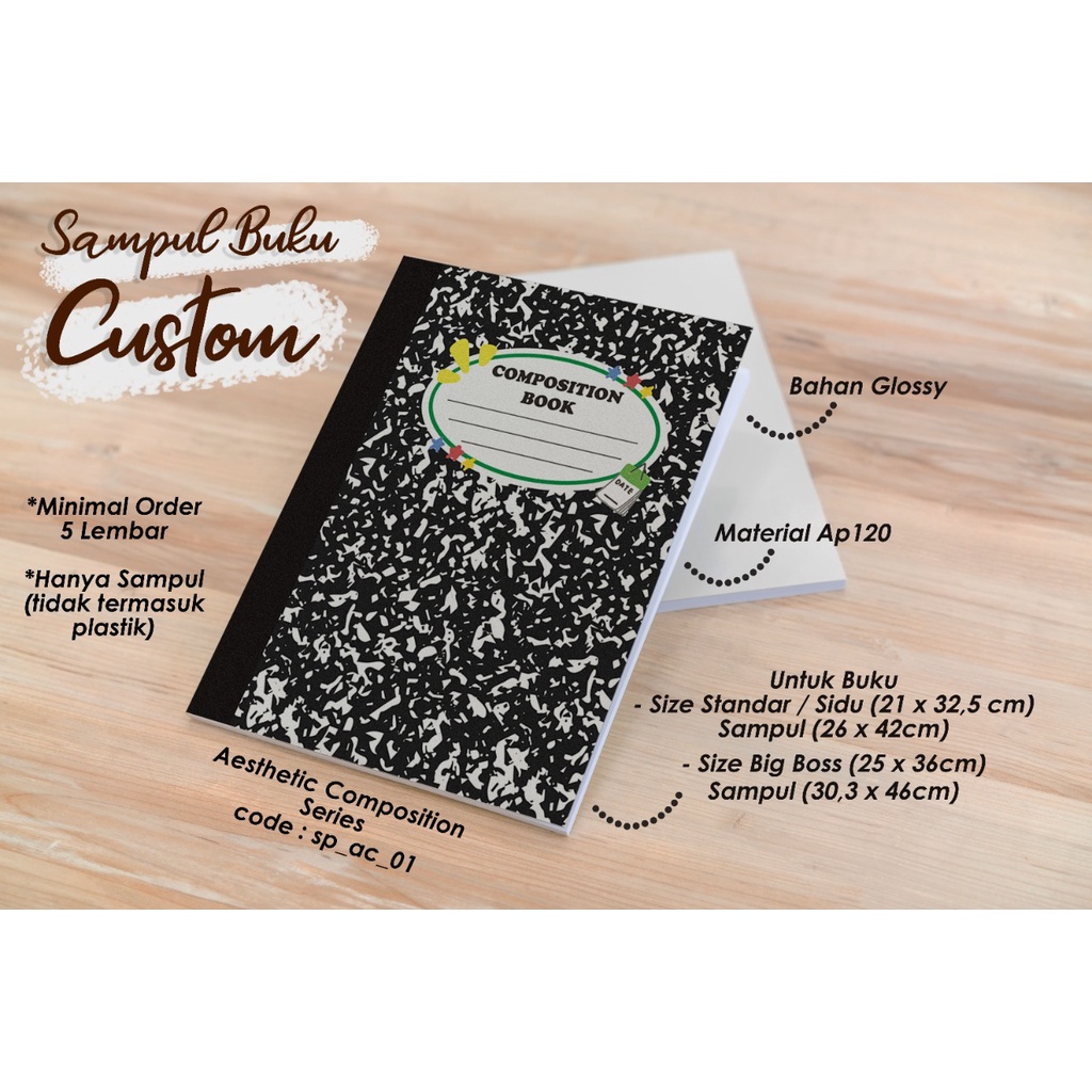Jual Sampul Buku Custom Desain Aesthetic Composition Book / Bahan ...