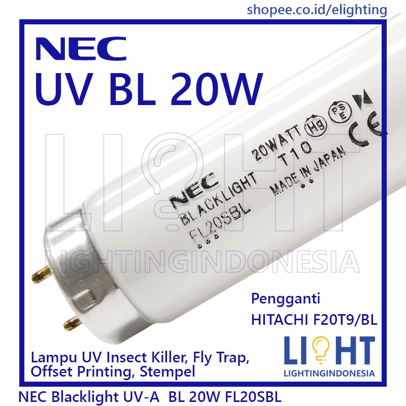 Jual NEC Lampu Insect Killer UV 20W Blacklight FL20SBL TL Nyamuk BL UV | Shopee Indonesia