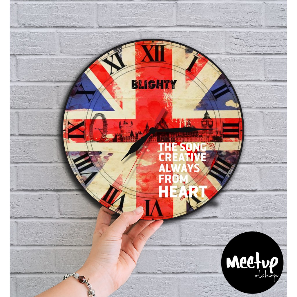 Jual JAM DINDING CUSTOM ENGLAND FLAG BLIGHTY | Shopee Indonesia
