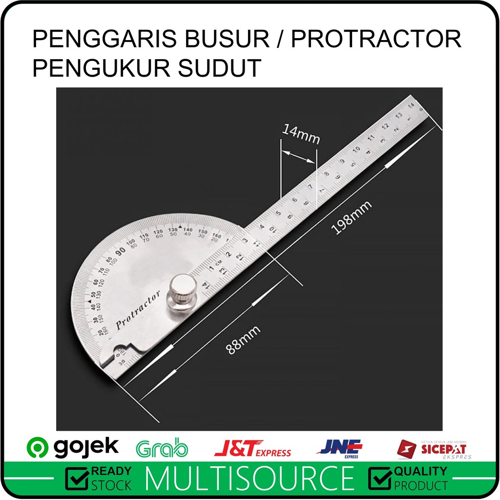 Jual MULTISOURCE - Penggaris Busur Derajat Alat Pengukur Sudut ...