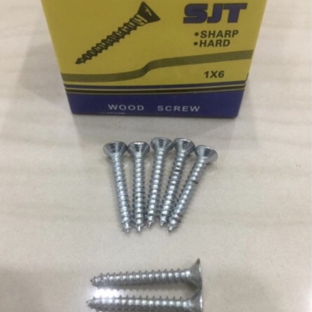 Jual SJT Skrup kayu 1 x 6 sjt Sekrup kayu 1x6 sjt sekerup kayu sjt 1"x6 wood screw worm bolt ...