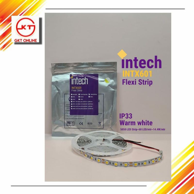Jual lampu strep led Intech IP33 5050 led strip 60 led / meter | Shopee ...