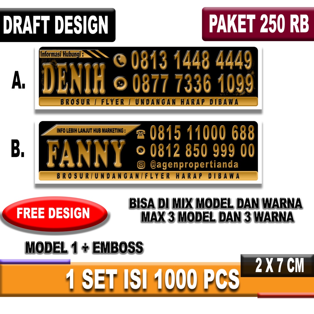 Jual 1000 Pcs Stiker Nama Cetak/Custom Full Color Sticker Stiker Label ...