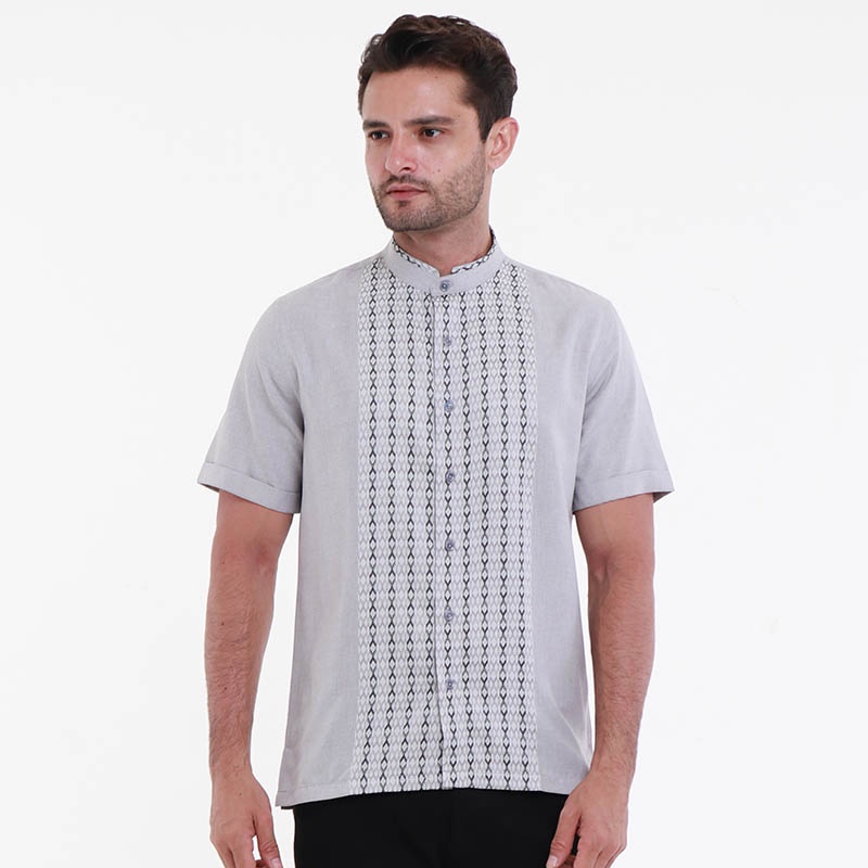 Jual MAGINOT ZAFER GREY Koko Slim Fit Lengan Pendek | Shopee Indonesia