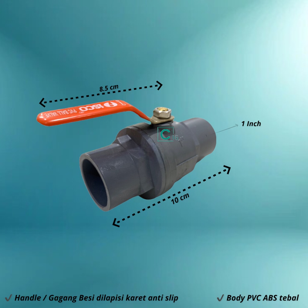 Jual Ball Valve PVC Gagang Besi 1/2 Inci 3/4 inci 1 inci / Stop Kran Pipa Ballvalve / Stop Keran ...
