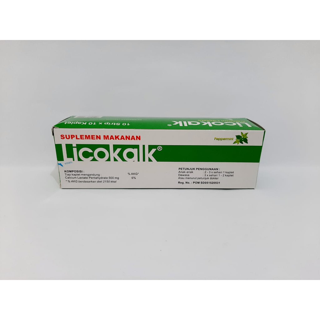 Jual Licokalk 500 Mg (1 Box = 10 Strip = 100 pcs) | Shopee Indonesia