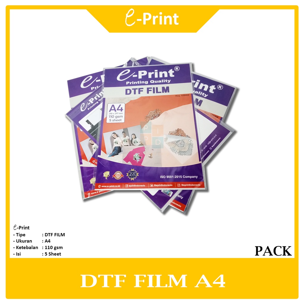 Jual EPRINT - Kertas Print Sablon Digital Tranfers Paper DTF A4 Isi 5 Lembar - Pack | Shopee ...