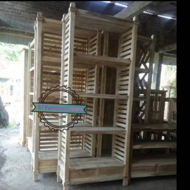 Jual Rak tempat boneka/tas/rak buku kayu jati Jepara Mentahan | Shopee ...