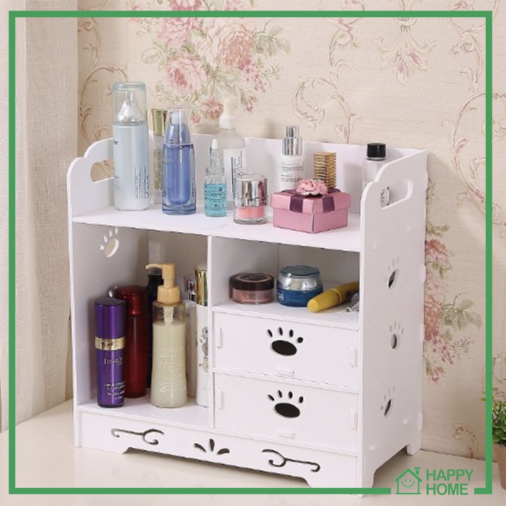 Jual Rak kosmetik Double Drawer Cosmetic Storage Rak Minimalis Tapak ...