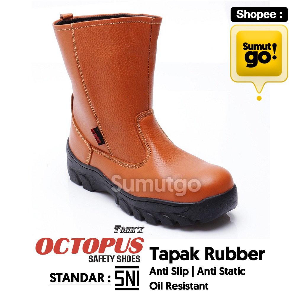 Jual Octopus OX 808 CX Sepatu Safety Boot Coklat Tapak Karet Rubber ...
