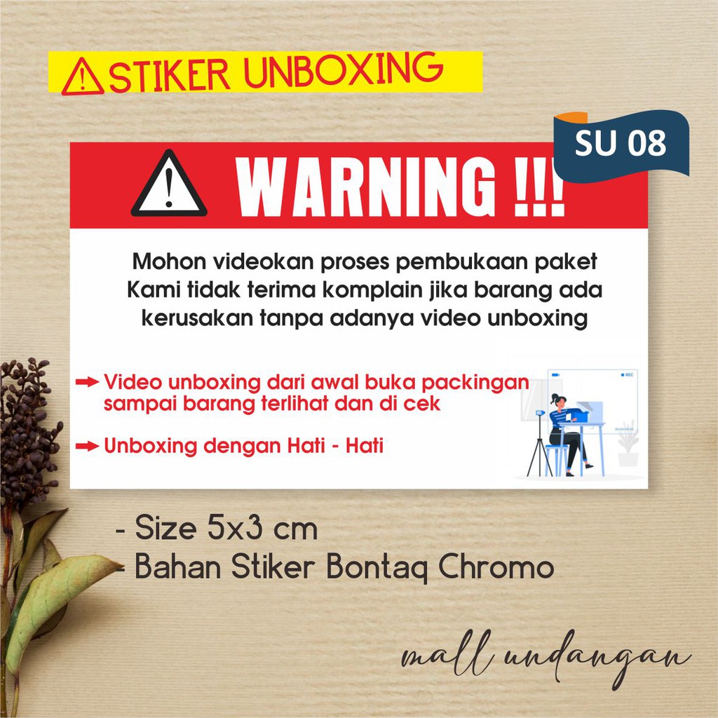 Jual STIKER LABEL VIDEO UNBOXING - STICKER PERINGATAN BUKA PAKET READY ...