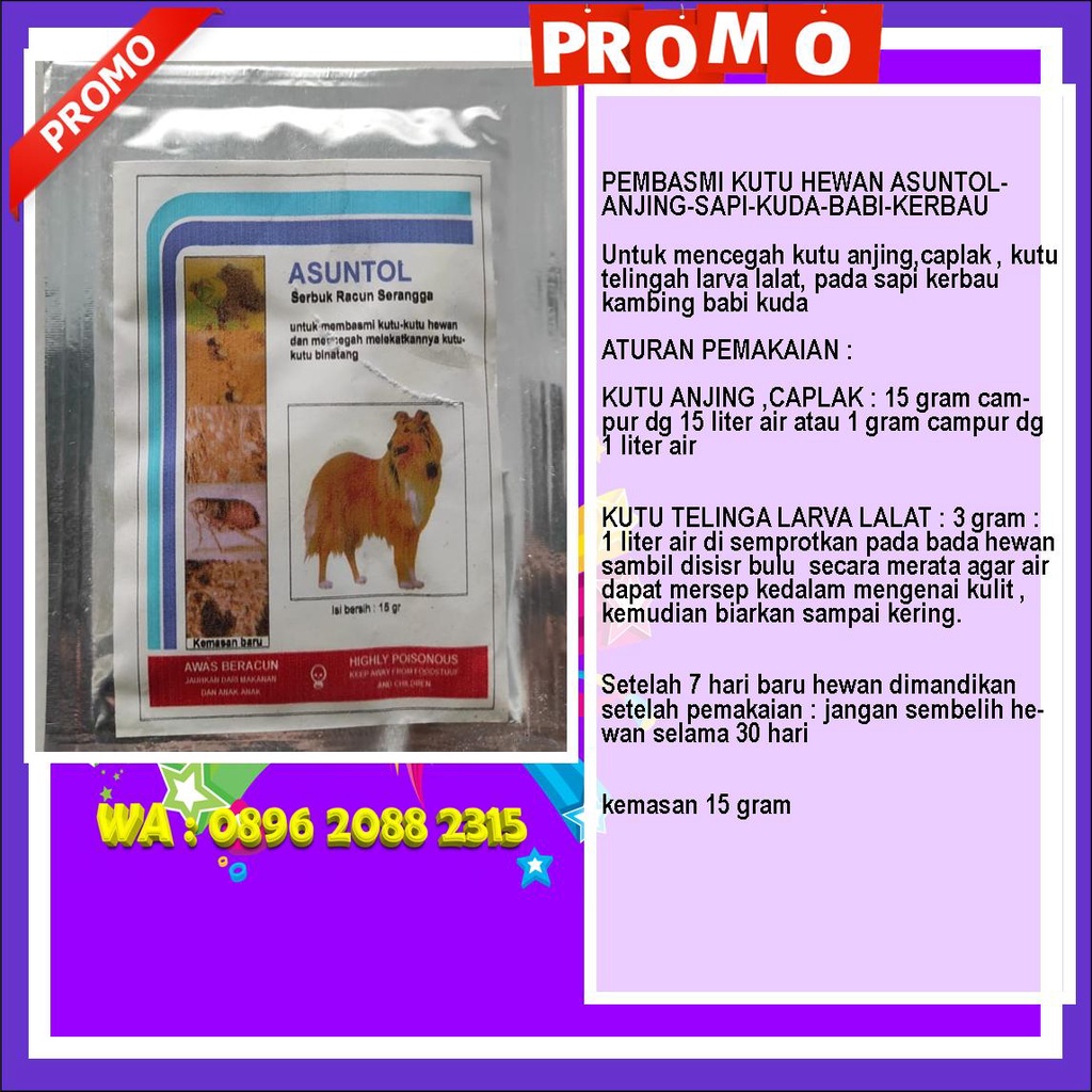 Jual PEMBASMI KUTU HEWAN ASUNTOL-ANJING-SAPI-KUDA-BABI-KERBAU PROMO ...