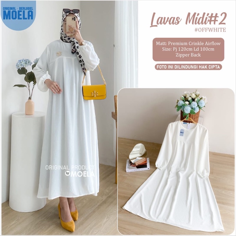 Jual LAVAS Midi Dress Long Tunik Polos Premium Crinkle Airflow Ori ...