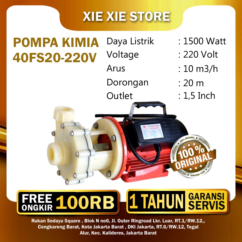Jual POMPA AIR / POMPA KIMIA HIFLOW 40FS20 220 VOLT / POMPA CAIRAN ASAM ...