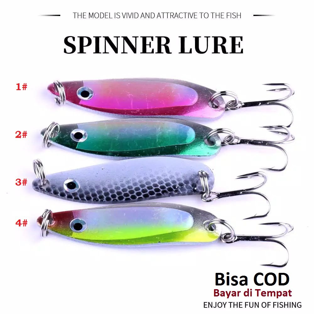 Jual SATU SET (isi 4) 5cm/6.5g Metal Sequin Spoon Umpan Pancing Ikan ...