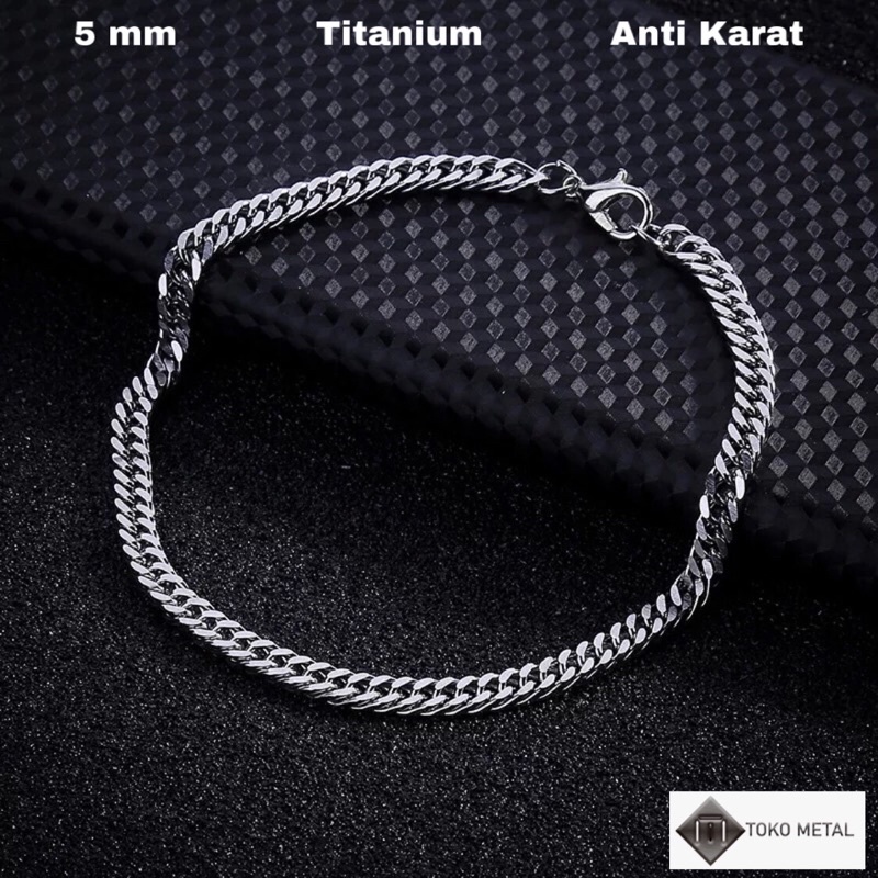 Jual KALUNG TITANIUM RANTAI SILVER PRIA ANTI KARAT 5 MM PANJANG 45 CM ...