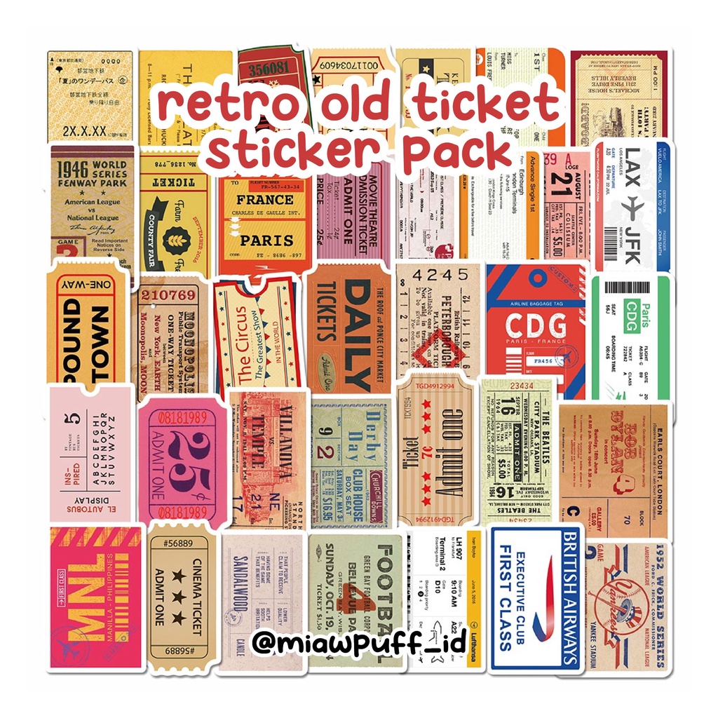 Jual 10 PCS/ OLD TICKET STICKER PACK PREMIUM TEBAL/OLD TICKER/TIKET ...