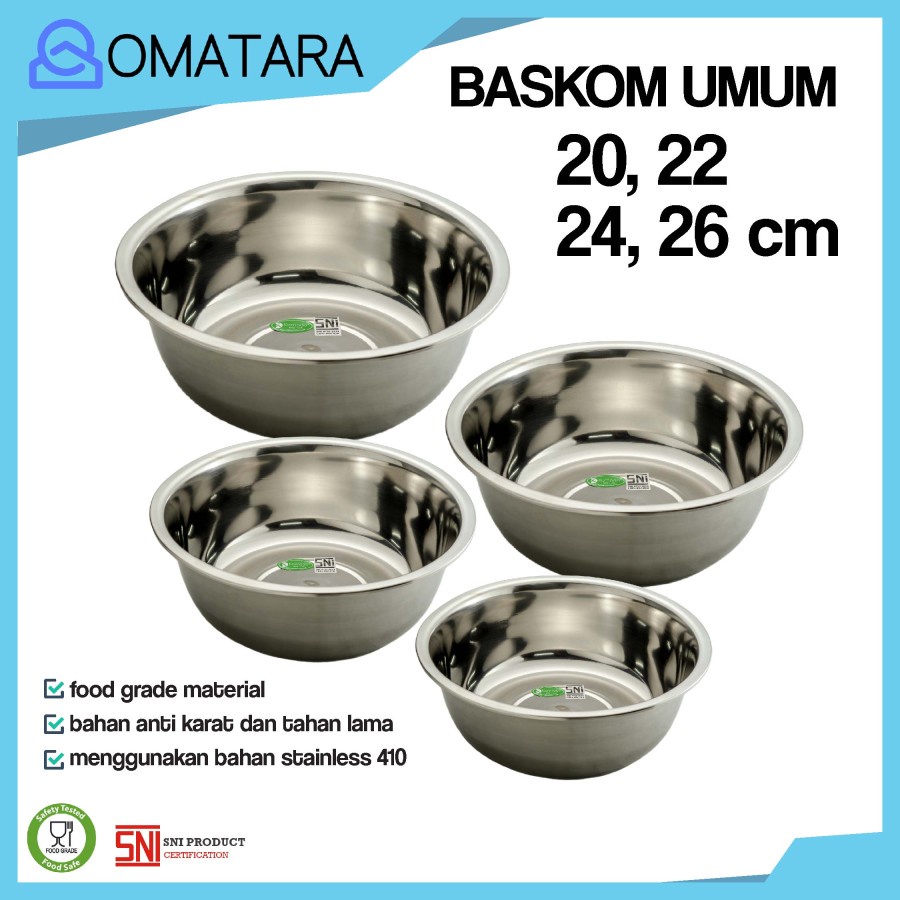 Jual BASKOM UMUM STAINLESS STEEL MERK KOMODO UKURAN 20 , 22 , 24 , 26 ...