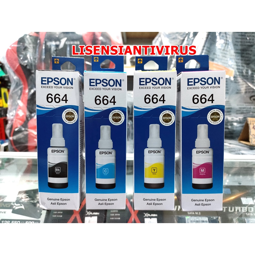 Jual Tinta Epson L121 L210 Original Dus Segel 664 CMYK L110 L120 L210 ...