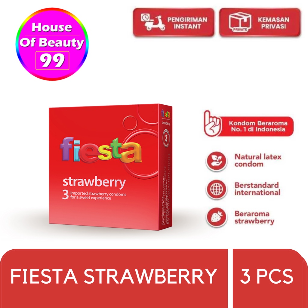Jual KONDOM FIESTA STRAWBERRY ISI 3 PCS ORIGINAL | Shopee Indonesia