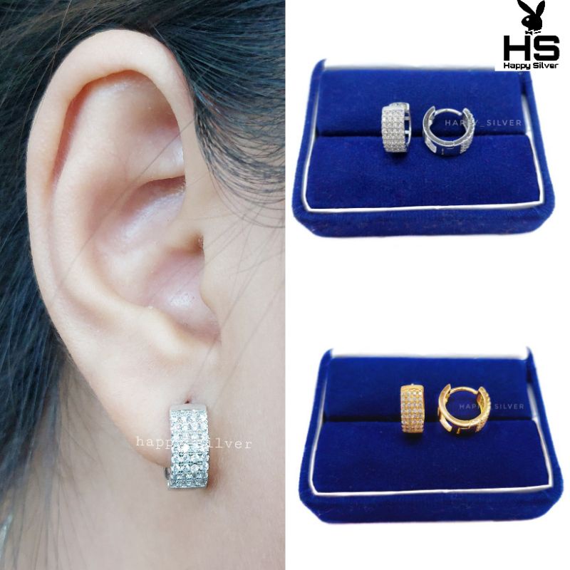 Jual ANTING PERAK ASLI SILVER 925 LAPIS EMAS MODEL JEPIT LISTRING 3 BARIS - PERHIASAN PERAK ...