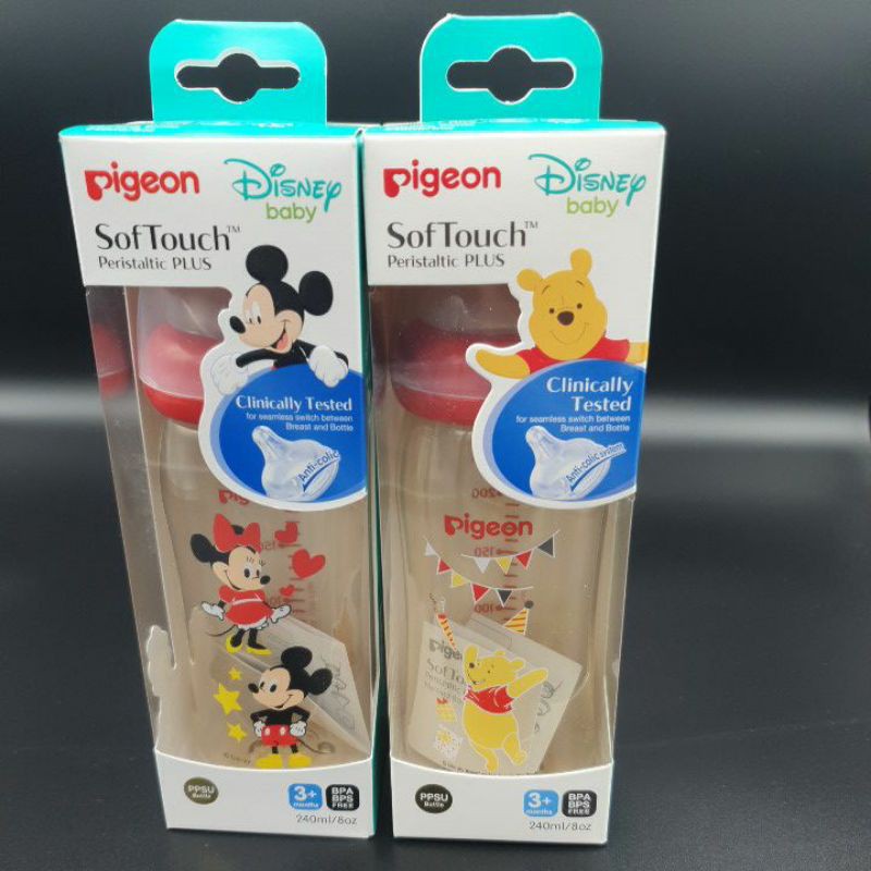 Jual Botol susu PPSU /Pigeon Soft Touch Peristaltic Plus Disney/ Botol susu PPSU Pigeon Disney ...