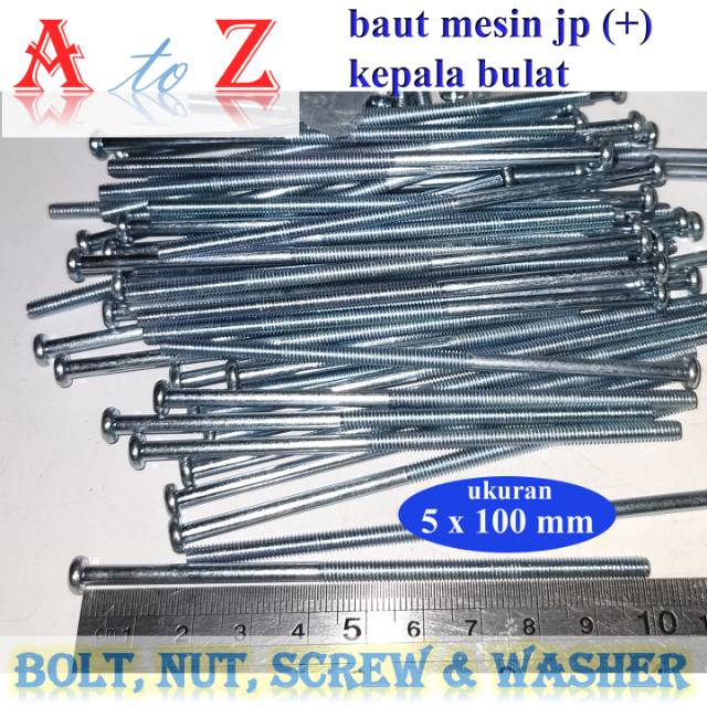Jual Baut mesin 5x100mm (100pcs)/machine screw/skrup/sekrup mesin 5 x ...