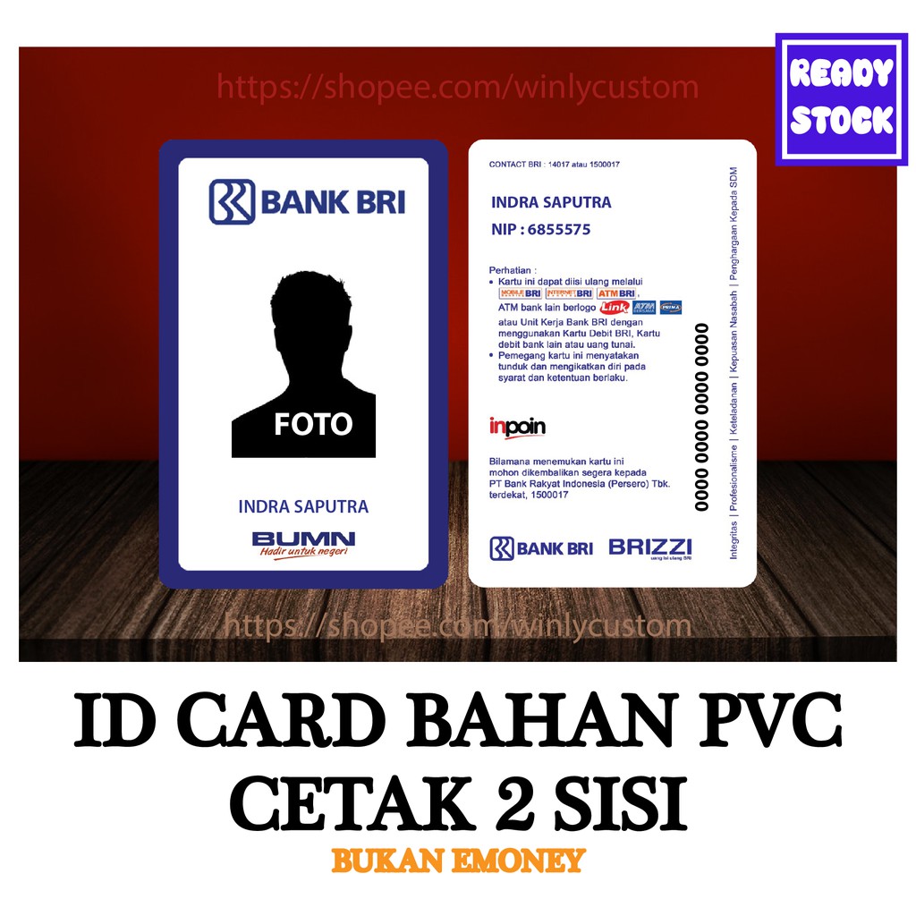Jual CUSTOM KARTU PVC DESIGN ID CARD BANK BRI BAHAN PVC - 2 SISI ...