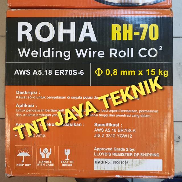 Jual KAWAT LAS CO2 ROHA RH-70 AWS ER70S-6 0.8MM / KAWAT LAS SOLID MIG WIRE ER 70S-6 0.8 MM MERK ...
