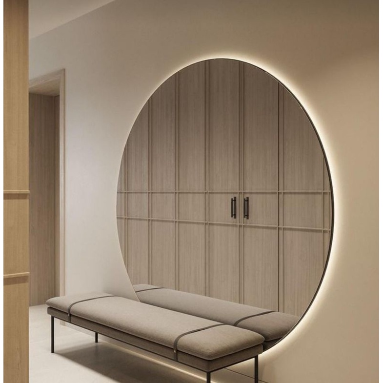 Jual cermin kaca aestetik mirror bulat D 150cm bulat led strip | Shopee ...