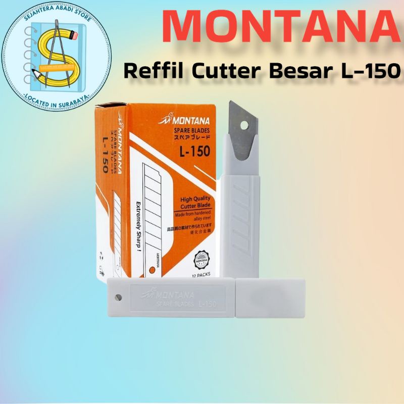 Jual REFIL CUTTER ISI PISAU POTONG KERTAS BESAR L-150 MONTANA (1 TUBE ...