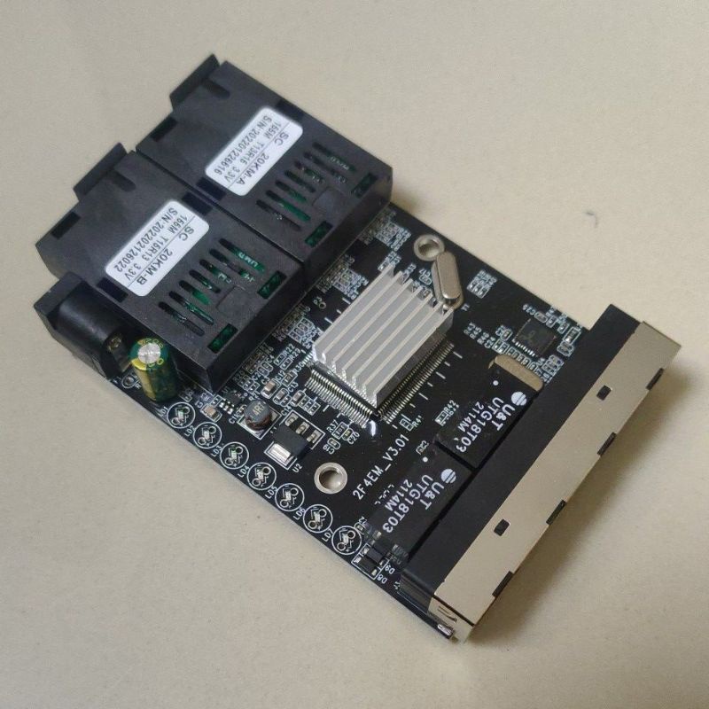 Jual HTB Fiber Media Converter 2FO 4LAN - 2SC4E Support POE yellow ...